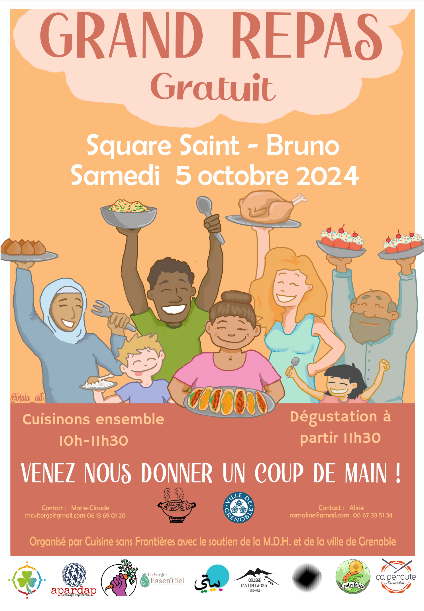 Le grand repas de la place Saint Bruno le 5 octobre 2024 fut un succès ...